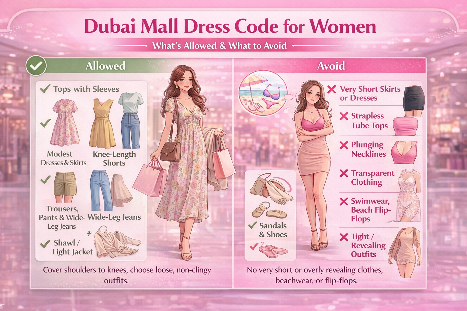 Dubai Mall Dress Code for Male & Female | Wear & Avoid Tips